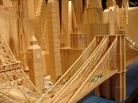 Famous landmarks made out of 6 million toothpicks | Amusing Planet